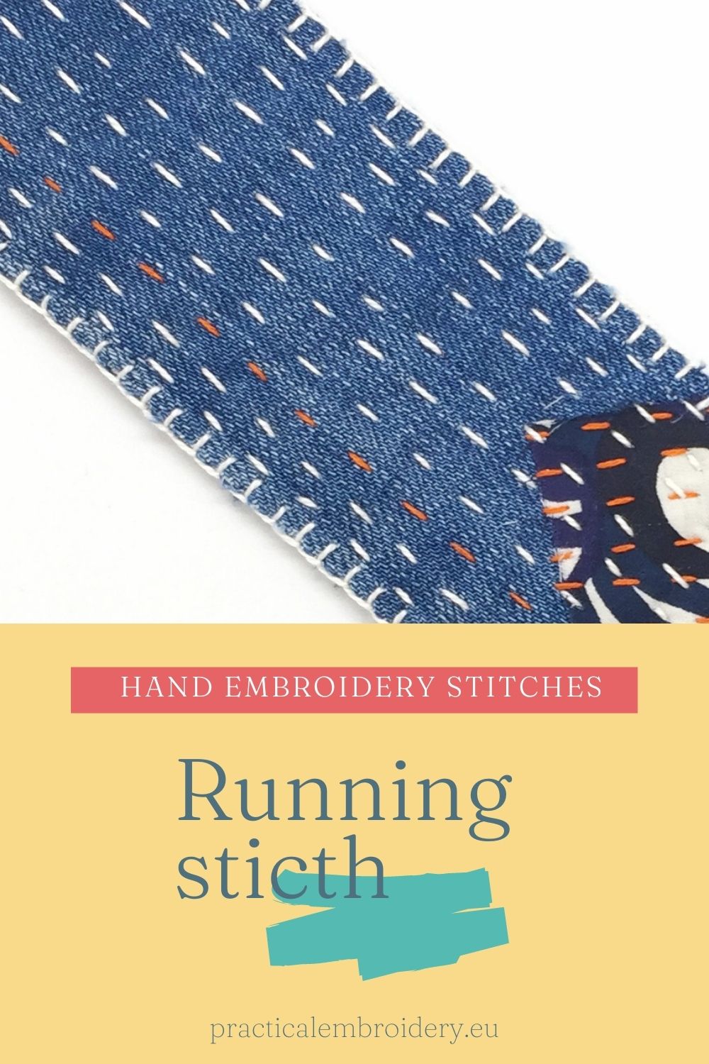 Running stitch - hand embroidery stitches for beginners