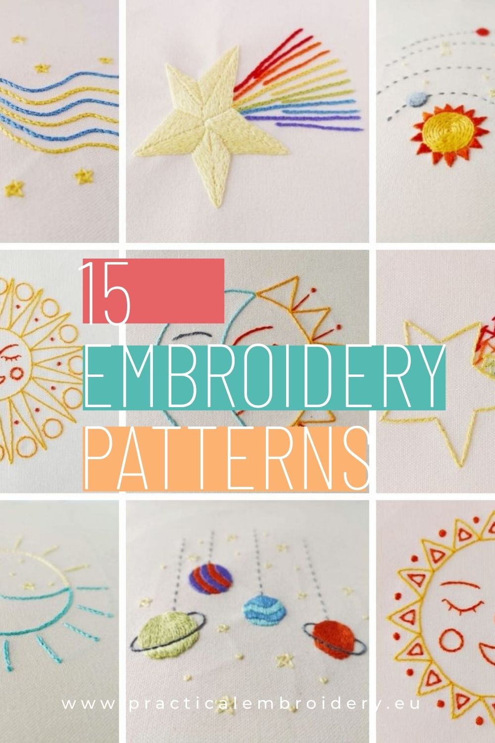 Space inspired hand embroidery patterns for beginners