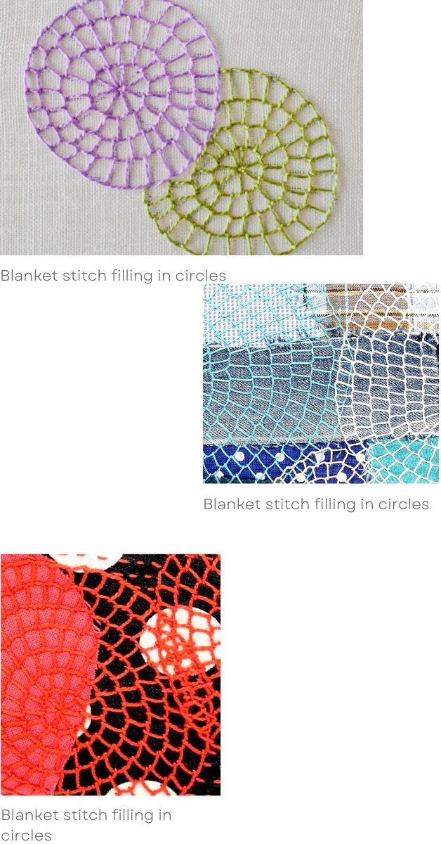 Blanket stitch filling in circles - Practical Embroidery online school