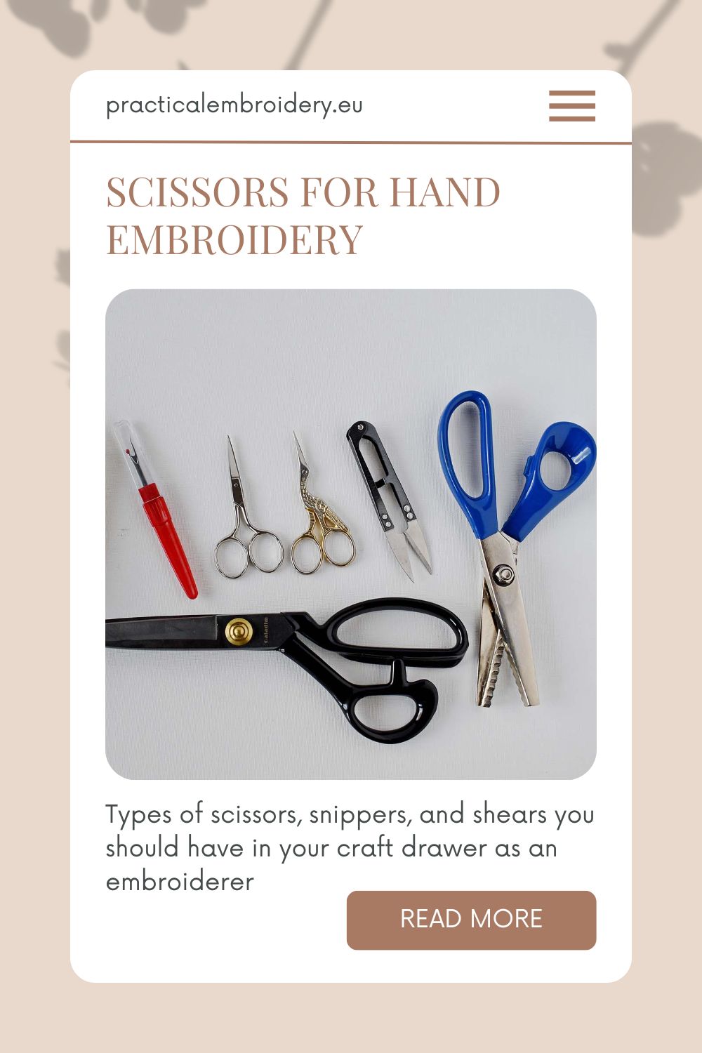 Scissors for hand embroidery - Practical Embroidery online school
