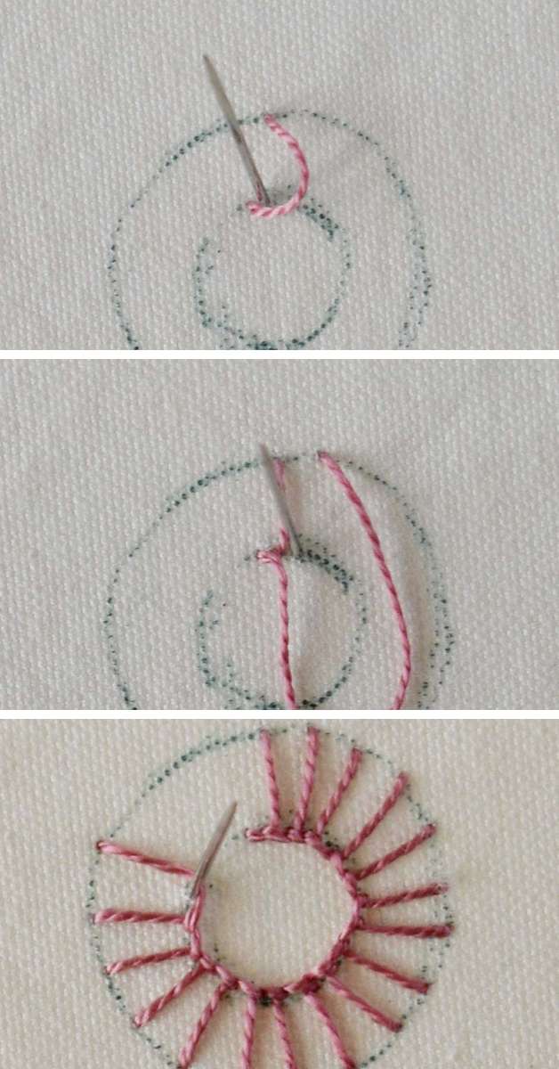 Practical Embroidery - Sun wheel stitch