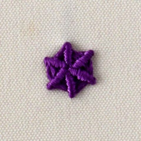 Whipped spider wheel: Library of Embroidery Stitches