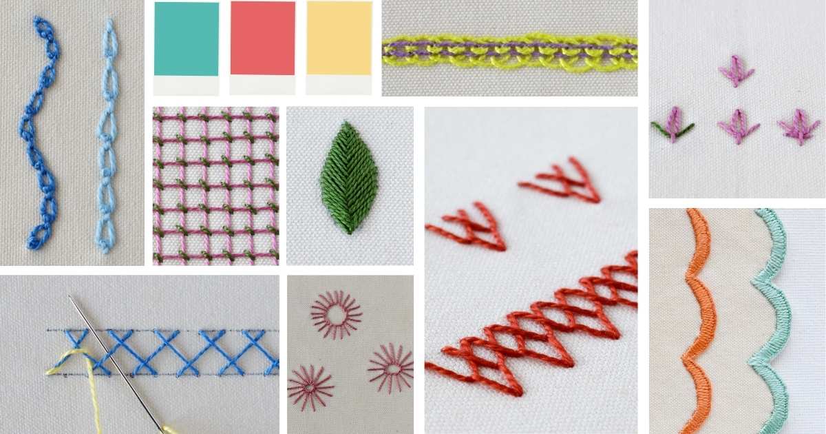 Hand Embroidery Stitch Library by technique and stitch family