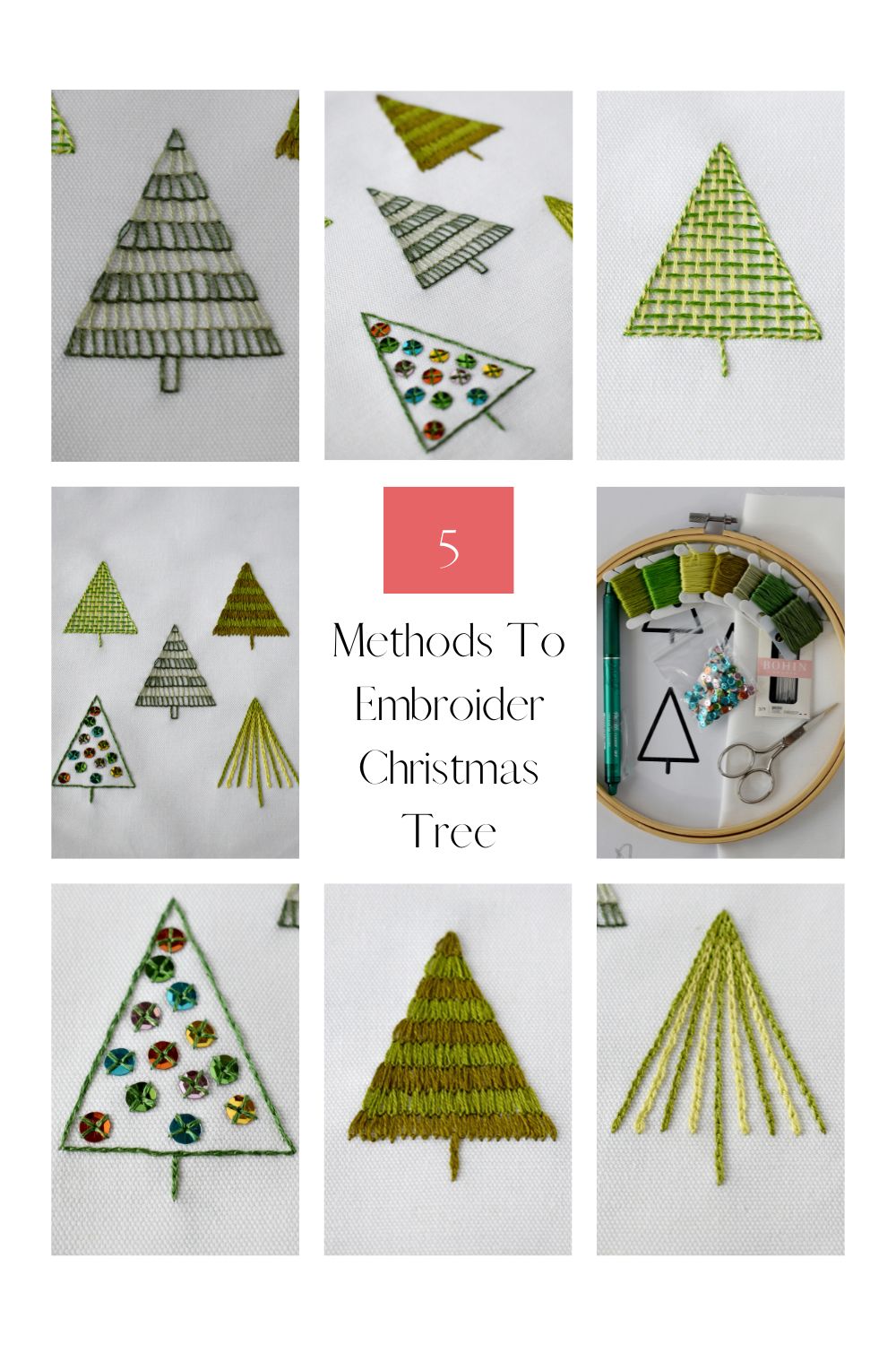 How To Embroider Christmas Tree: 5 Methods + Free PDF Pattern