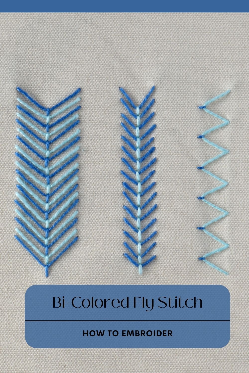 Bi-Colored Fly Stitch: Library of hand embroidery stitches