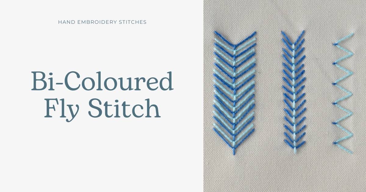 Bi-Colored Fly Stitch: Library of hand embroidery stitches