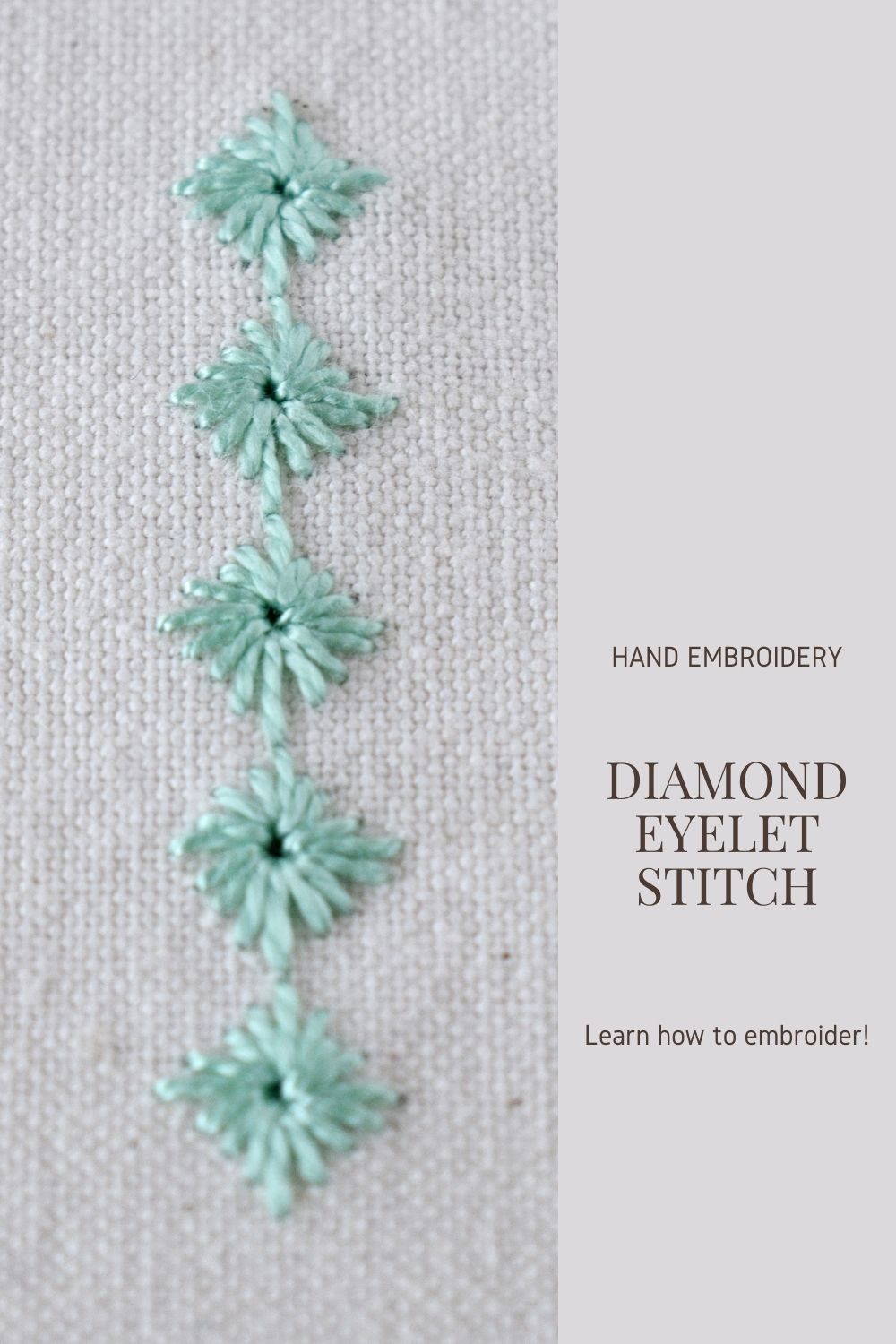 Diamond Eyelet Stitch: Library of hand embroidery stitches