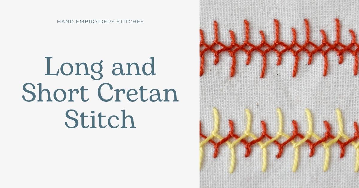 Long and Short Cretan Stitch: Library of hand embroidery stitches
