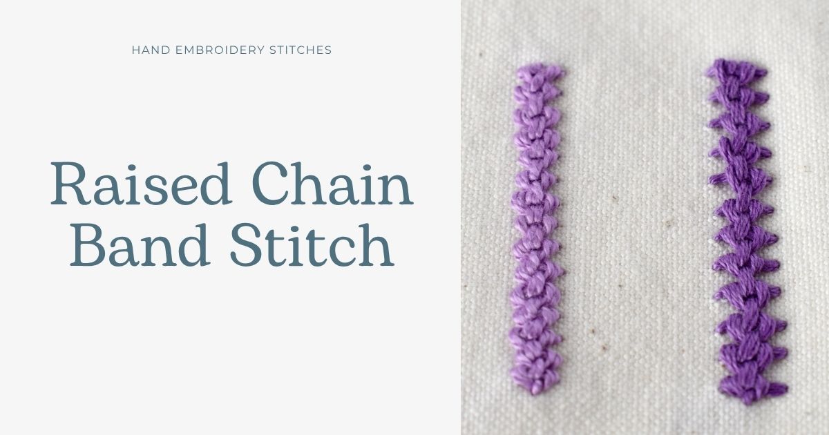 Raised Chain Band Stitch: Library of hand embroidery stitches